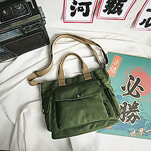 JUXINPIJU Vintage Canvas Messenger Bag Large Capacity Crossbody Bag Hangbag for Women and Girls