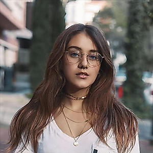 AZorb Hexagonal Clear Lens Glasses for Women Men Non-prescription Eyeglasses Designer Square Round Metal Frame(Gold Frame/Clear Lens)