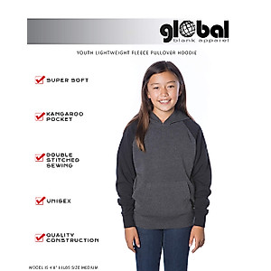 Global Blank Youth and Toddler Hoodies Super Soft Lightweight Pullover Sweatshirt Kids Hoodie for Boys and Girls,Grey,Medium