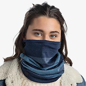 BUFF Adult Merino Wool Move Neck Gaiter, Headband & Winter Neck Warmer, Ski Mask & Face Shield, Worn 12+ Ways, New Denim, One Size