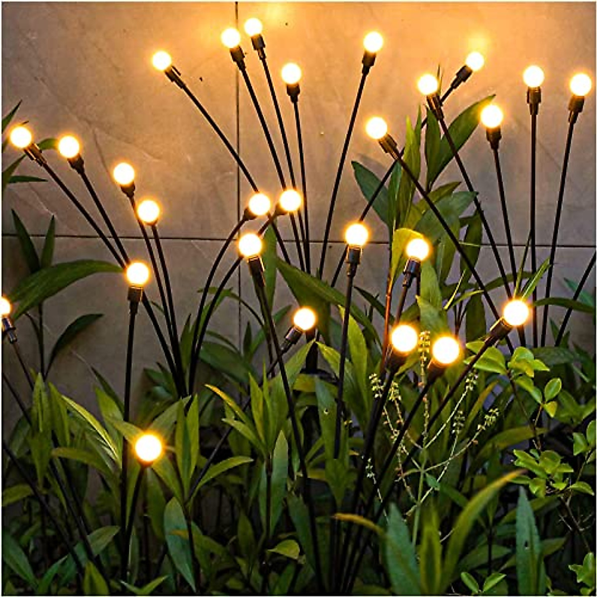 colcutee 2 Pack Solar Garden Lights, Solar Outdoor Swaying Lights Ip65 Waterproof, 2 Lighting Modes Firefly Decorative Lights, for Landscaped Garden Access Patios (Warm White)