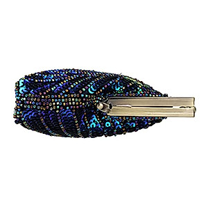 Vistatroy Vintage Style Beaded And Sequined Evening Bag Wedding Party Handbag Clutch Purse for Women Evening (Peacock blue)