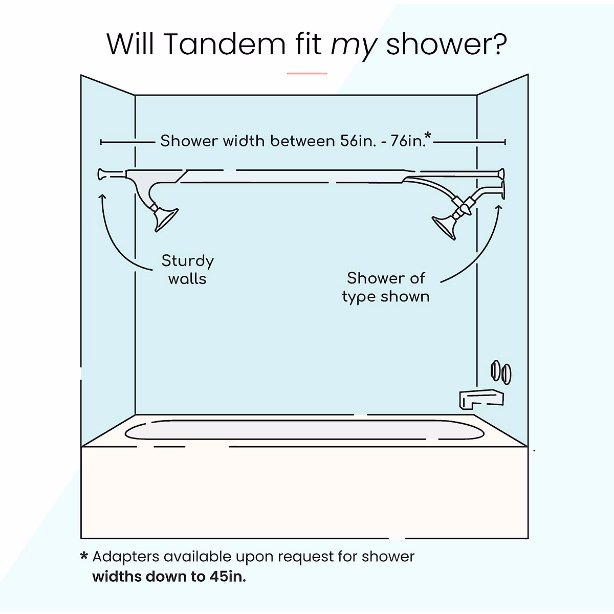 Tandem Shower by Boona - Dual Shower Head for Couples, High Pressure Double Shower Heads with 3 Flow Settings (Two Showerheads, Midnight Black)