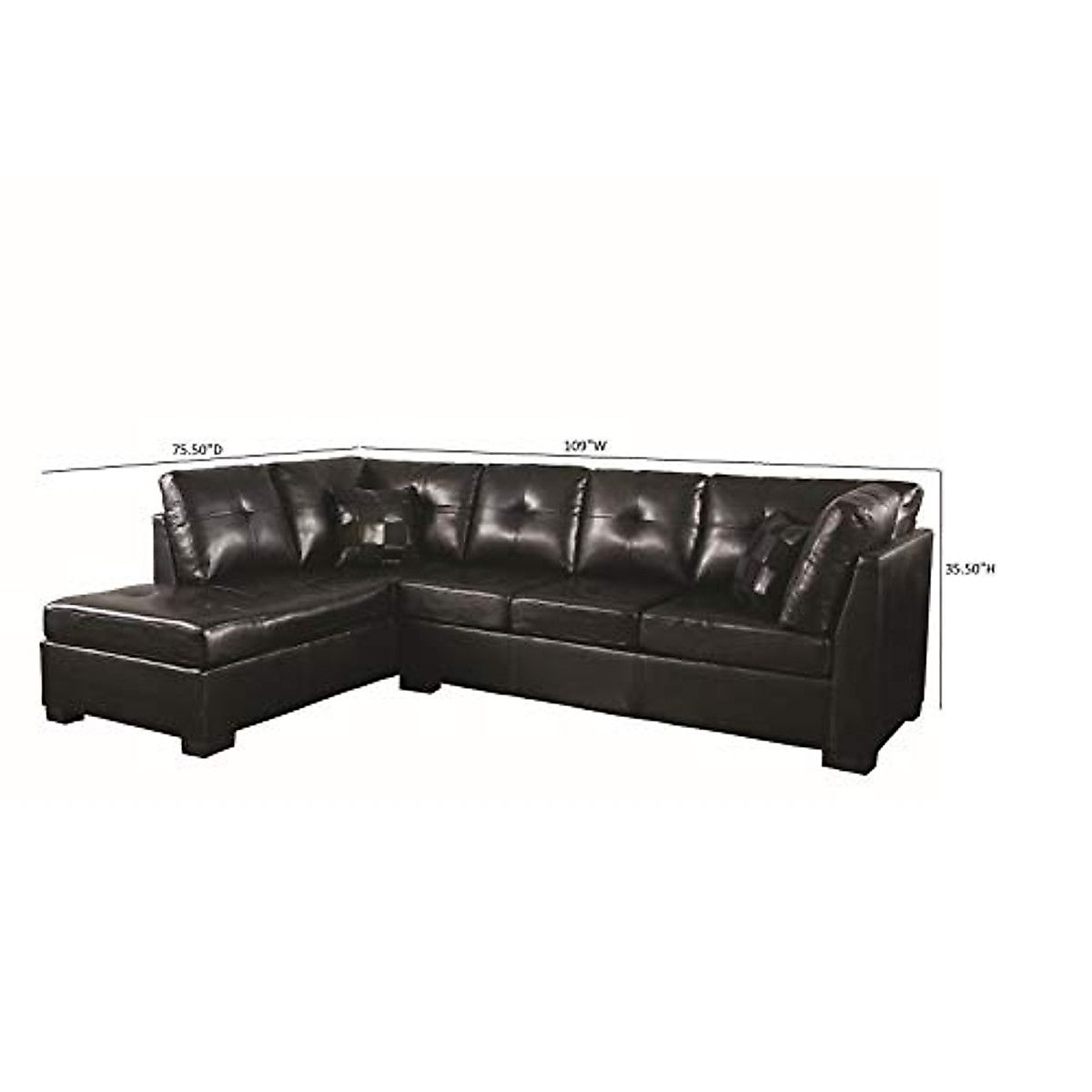 Coaster Fine Furniture Darie Sectional Sofa with Left-Side Chaise, Black