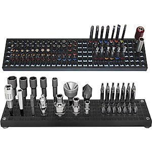 FREE ZONE - Bit Organizer Set (Black) | 158 Hole Bit Storage | 1/4 Inch Hex Bit & Drive Bit Adapter Storage | Screwdriver Toolbox Organizer | Tools are Not Included