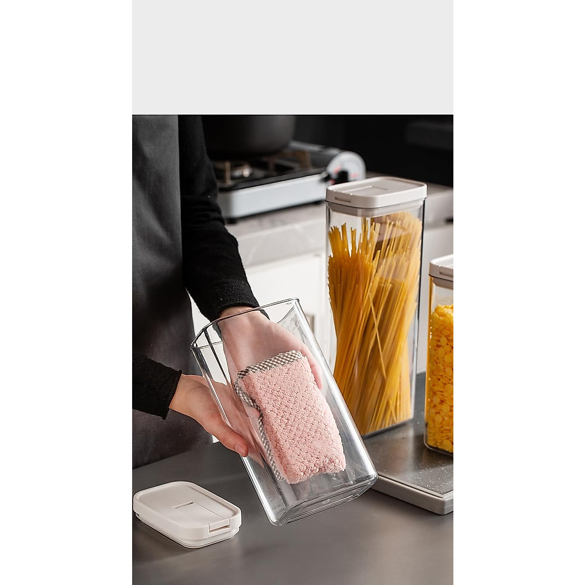 Frianchlly 2PCS Airtight Food Storage Containers Set with Lids PP Free Plastic Dry Food Canisters for Kitchen Pantry Organization and Storage (800ml/28.16oz)