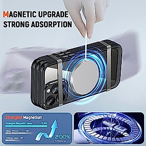 Oneagle Magnetic for iPhone 14 Pro Max Case Clear, [Compatible with Magsafe][30X Anti-Yellow][Built-in Lens Protector][Metal Lens Frame],14 Pro Max Phone Case with 2 Screen Protectors(Black)