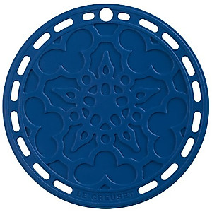 Le Creuset Enameled Cast Iron Signature Iron Handle Skillet, 10.25" (1-3/4 qt.), Marseille & Silicone French Trivet, 8", Marseille