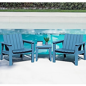 SERWALL Adirondack Chair Set, Includes Adirondack Chairs Set of 4 and 2 Piece Outdoor Side Table- Navy