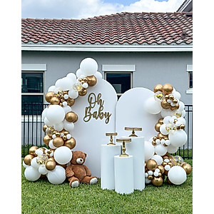 White and Gold Confetti Latex Balloons, 50 Pack 12 inch gold and white Party Balloons with Ribbons for Birthday Graduation Wedding Bridal Shower Party Decoration