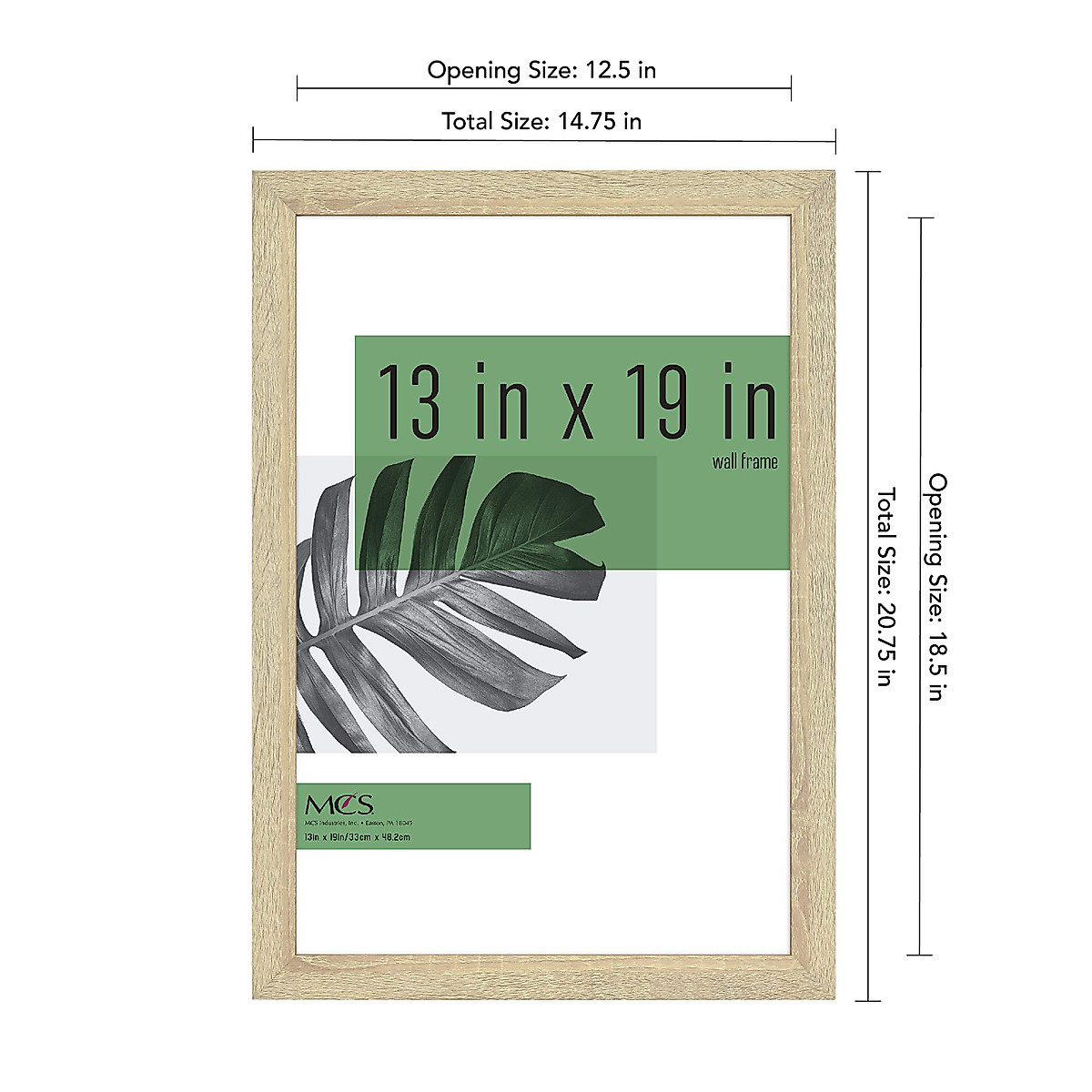 MCS Studio Gallery 13x19 Picture Frame Natural Woodgrain, Rectangle Photo Frame for Photos, Posters & Art Prints (1-Pack)