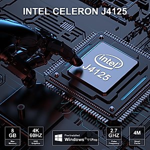 AIOEXPC PC Stick with Intel Celeron J4125 Windows 11 Pro 8GB DDR4 128GB SSD Mini Computer Stick Support UHD 4K 60Hz WiFi 2.4G/5G Gigabit Ethernet BT 4.2