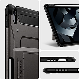 Spigen Tough Armor Pro Designed for iPad Air 11 Inch Case (2024), 10.9 Inch 5th/4th Generation Case (2022/2020) with Pencil Holder - Gunmetal