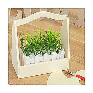 2 Pack Wooden Carrier Small Wood Craft Box Wood Basket with Handle for Storage Collections Countertop(Outer 4.2 x 8 x 9 in, Interior 3.7 x 7.2 x 7 in)