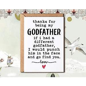 NTVShop Thanks Card - For Being My Godfather Card - Funny Birthday Card - Humorous Godfather Christmas Keepsake - Gift For Him