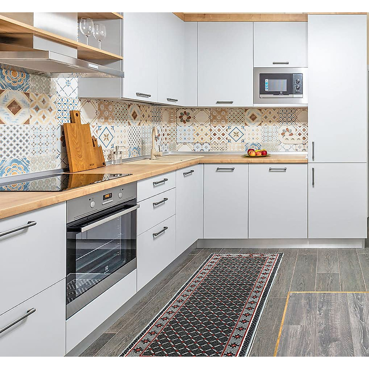 Gloria Kitchen Mat Low Profile Non Slip Skid Resistant Thin Kitchen Runner Rugs (2x7, 1992-Gray)