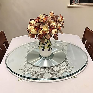 Dining Table Top Serving Plate, Round Glass Turntable Lazy Susan with Silent Bearings, 360° Smooth Rotating Serving Plate, for Kitchen Rotating Serving Plate ( Color : Clear , Size : 80cm (31.5inch) )