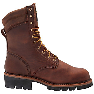 Thorogood Logger Series 9” Waterproof Insulated Steel Toe Work Boots for Men - Premium Leather with 400g Thinsulate and Vibram Slip-Resistant Heel Outsole, Trail Crazyhorse - 10.5 XW US