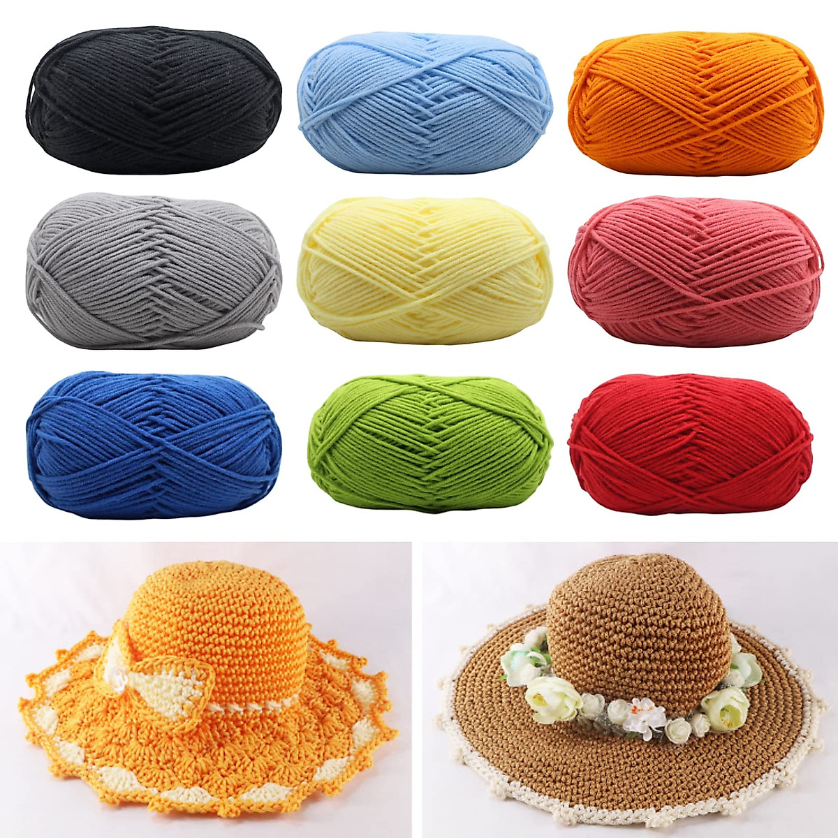 Wool Yarn for Knitting, Knitting Wool Yarn Professional Ultra Soft Needlework DIY 4Ply Milk Cotton Crochet Knitted Yarn for Home (Beige)