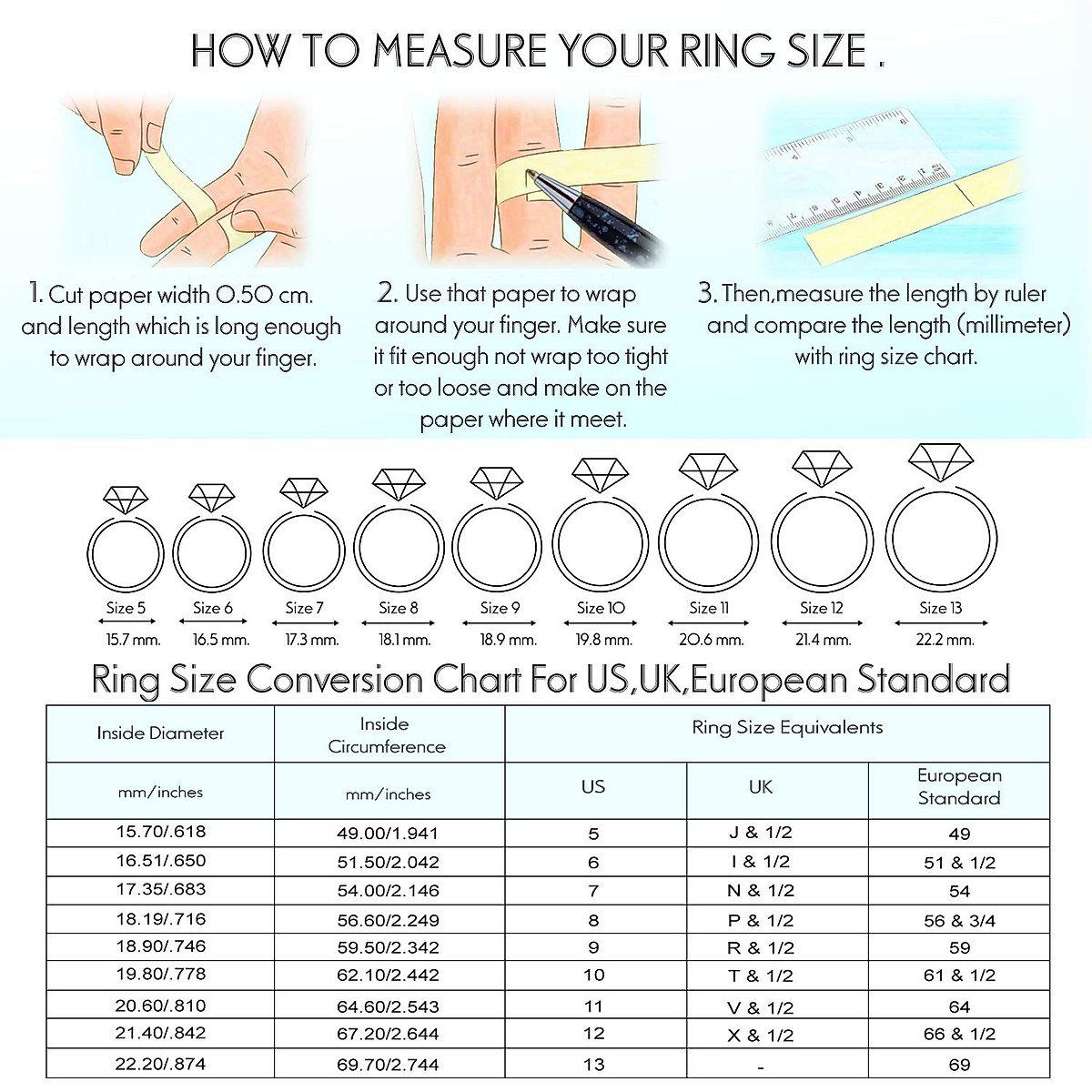 SEA OF ICE Engagement Rings Princess Cut – Elegant Wedding Engagement Ring Set – 925 Stainless Steel and Cubic Zirconium Rings for Women - Princess Cut Halo Engagement Ring and Band – 6 x 6mm