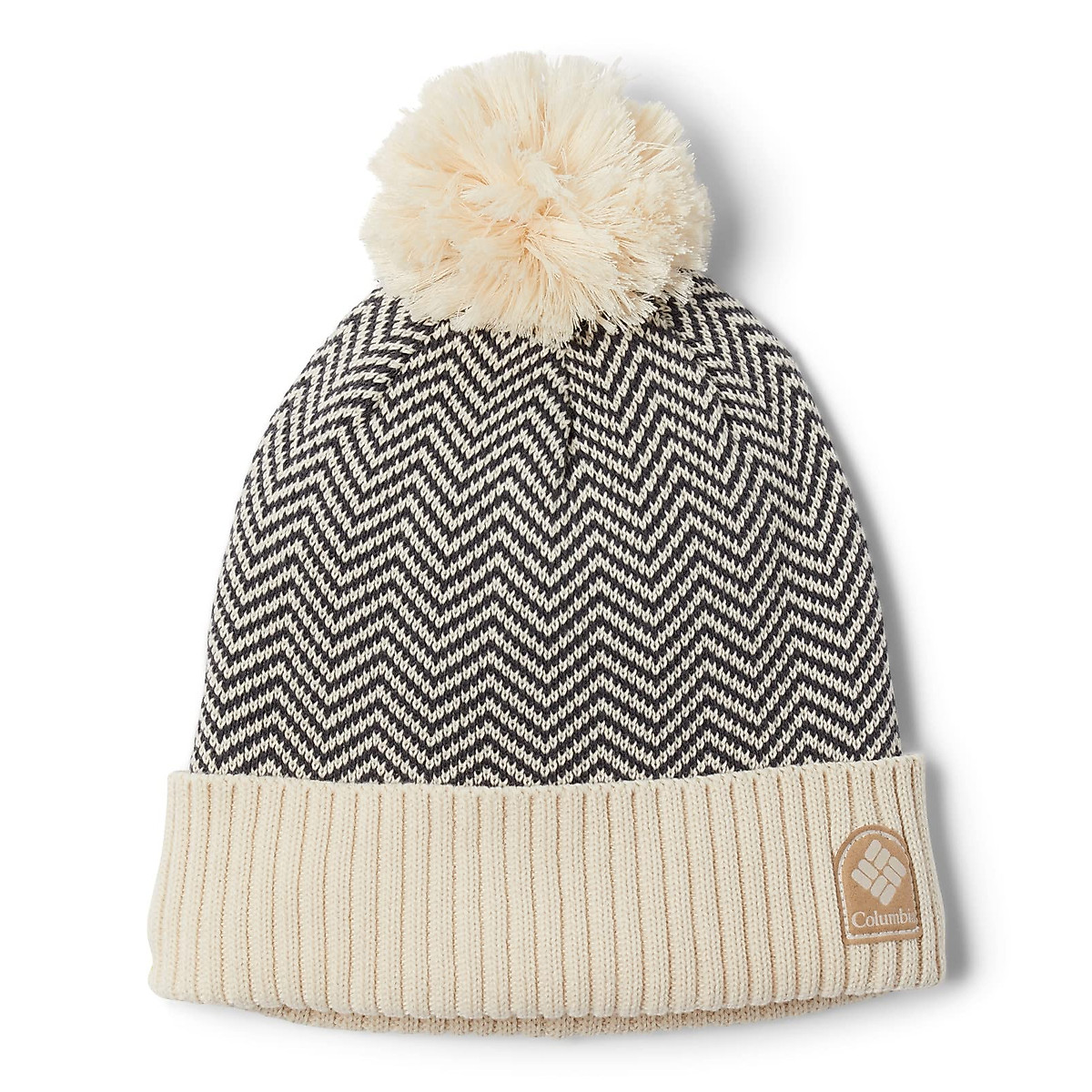 Columbia Unisex Palmer Peak Pom Beanie, Chalk Herringbone, One Size