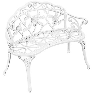 Yaheetech Patio Garden Bench Park Bench Outdoor Benches, Aluminium Patio Yard Bench for Outdoor Porch, Lawn, Balcony, Backyard