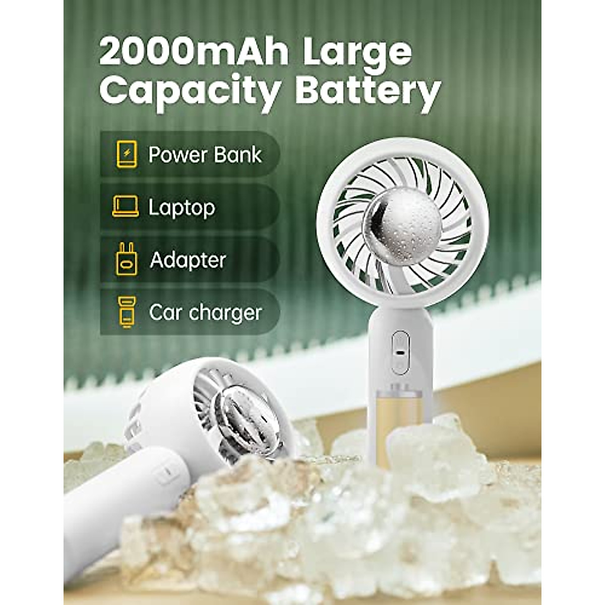 SWEETFULL Portable Handheld Fan Personal Air Conditioner mini Fan Semiconductor Cooling Small Personal Cooler USB Rechargeable hand held Fan Cute Design Fan for women indoor/outdoor, 3 Speeds