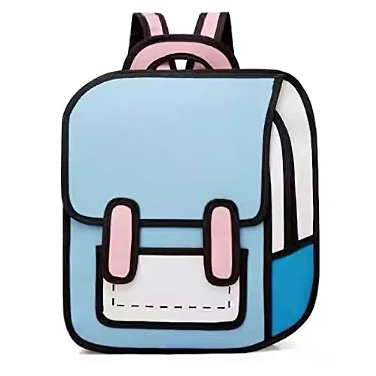 LaurelTree Kawaii Aesthetic Cute Funny 2D Cartoon Backpack Laptop Travel Bag School Students Suppliers Teens Girls (Blue)