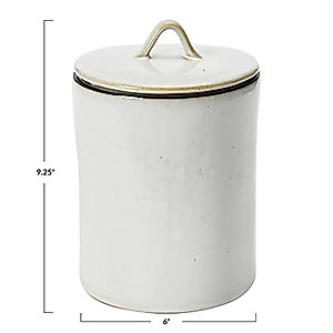 Creative Co-Op Stoneware Food Storage Container with Reactive Glaze Canister, White