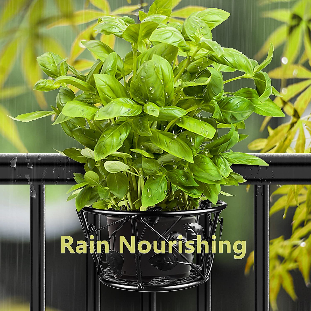 2 Pack Hanging Planters for Railings, Fence Flower Pot Holders Iron Hanging Baskets Plant Stand