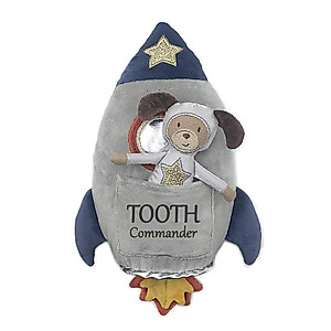 Mon Ami Spaceship Tooth Commander Pillow with Pocket – 11”, Plush Tooth Fairy Toy for Boys/Girls, Perfect First Loose Tooth Gift for Kids