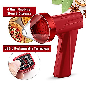 Auto9 2.5" Large Electric Grinder: Auto Spice Grinder with Auto Dispensing, Portable 4g Capacity with Two-Direction Rocker Switch Block Free(Black & Red)