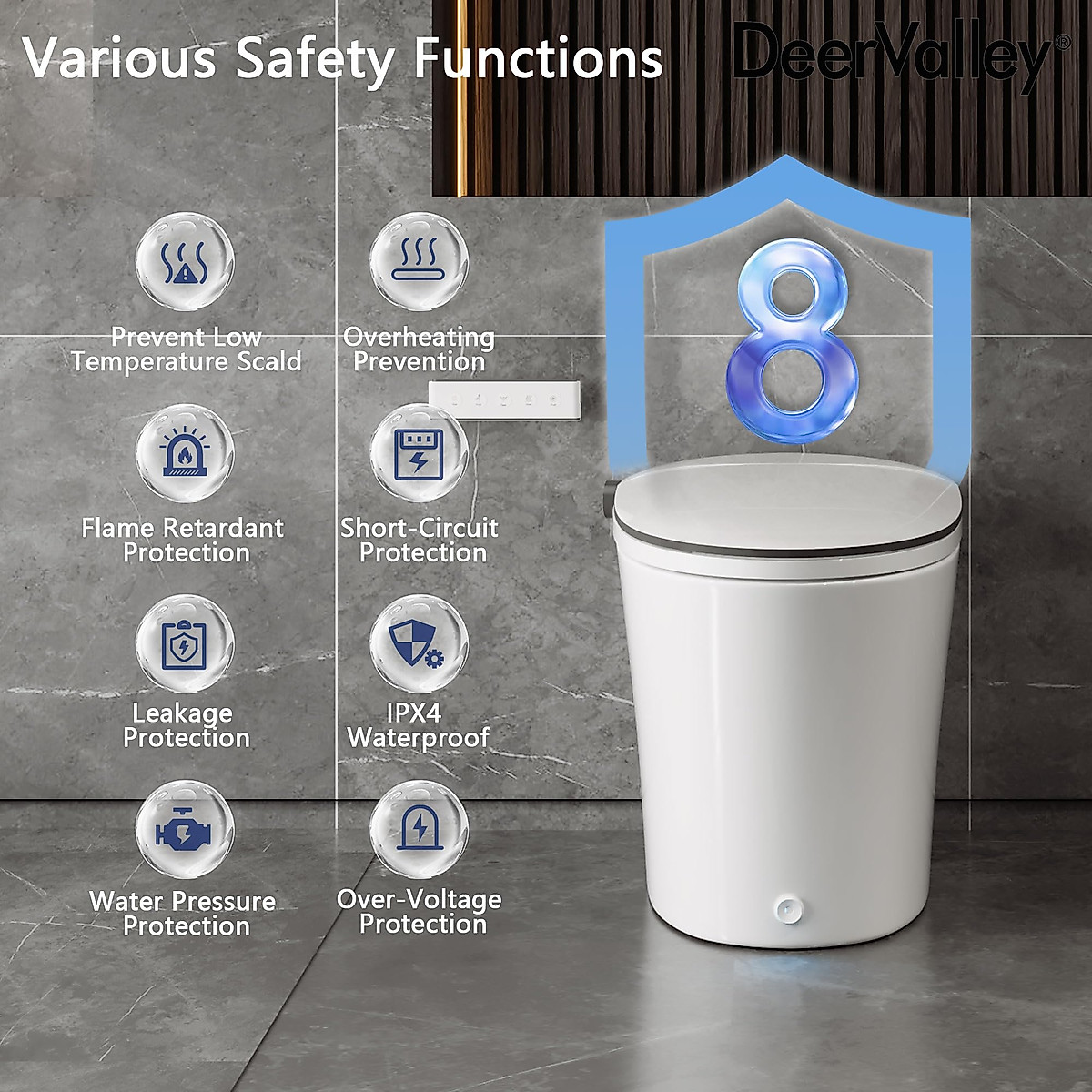 DeerValley Smart Bidet Toilet, One Piece Bidet Toilet for Bathrooms, Toilet with 1.28 GPF Flush, Auto Open/Close Lid, Heated Seat, Foot Sensor Operation, Remote Control, DV-1S0019-V3 Premium