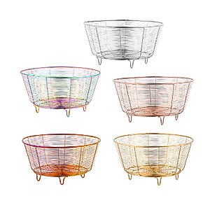 Meisha Round Fruit Bowl, Creative Mesh Fruit Dish Basket Bowl, Round Rainbow Large Metal Wire Storage Baskets, Modern Style Container for Fruit, Vegetables, Bread, Snacks - 8.46" Diameter