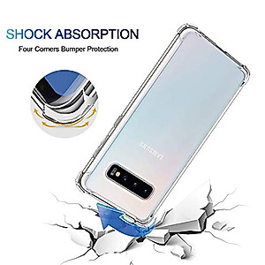 Galaxy S10 Case Ultra Crystal Clear Shockproof Bumper Protective Case for Samsung Galaxy S10 Transparent TPU Slim Fit Flexible Cell Phone Back Covers for Men Women Boys Girls Rubber Silicone Gel Soft