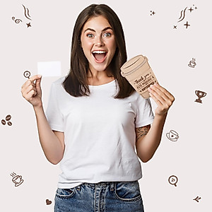 Seeloowy 8 Pcs Employee Thank You Coffee Gift Card Holder Thanks a Latte Coffee Holiday Money Holder Cards Wooden Gift Card Ornament for Coworker Teachers Team Staff Office Favors