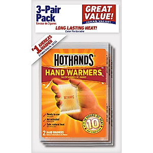 HotHands Hand Warmers - Long Lasting Safe Natural Odorless Air Activated Warmers - Up to 10 Hours of Heat - 3 Pair 3 Pack