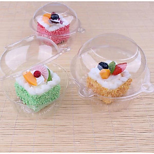 Skydume 100 PCS Plastic Single Individual Cupcake Muffin Dome Holders Cases Boxes Cups Pods