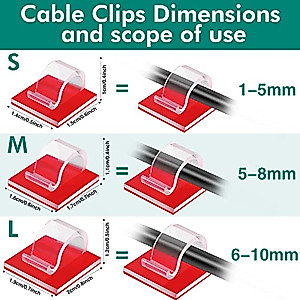 240 Pcs Cable Clips Adhesive Lights Clips Outdoor Wall Cord Clips with Adhesive Tapes Cord Organizer R Shape Cable Clips TV Wire Clips for Office Car Home Light Electric Wires (Clear, Large)