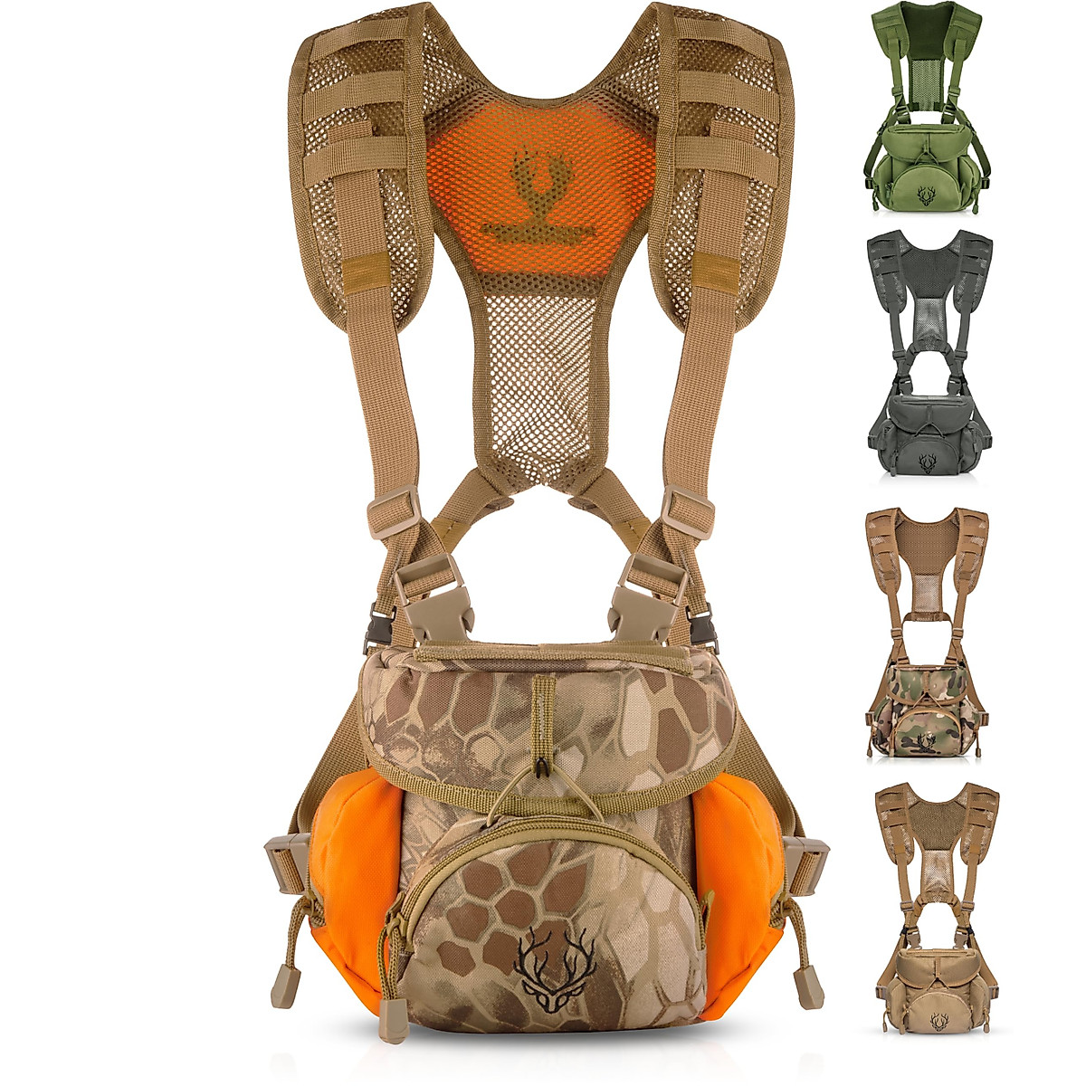 Boundless Performance Binocular Harness Chest Pack - Our Bino harness case is great for hunting, hiking, and shooting - Bino straps secure your binoculars - holds rangefinders, bullets, gear - Orange