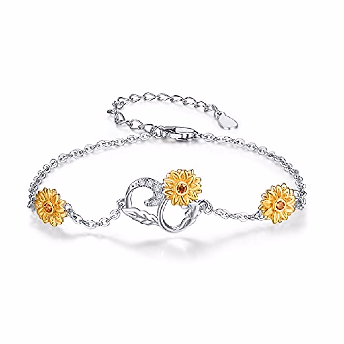 Cuoka Sunflower Bracelet 925 Sterling Silver Sunflower Jewelry For Women Girlfriend with Box