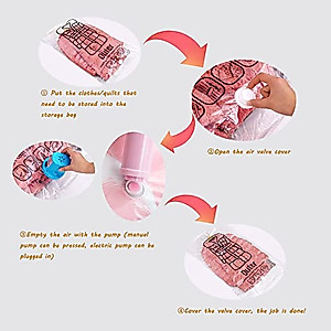 Space-Saving Hanging Compressible Storage Bags, Reusable Vacuum Storage Bags, Dustproof and Odorless Storage Bags (Electric suction pump)