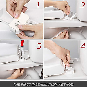 WSSROGY Round Toilet Seat with Lid, Slow Close Seat and Cover, Including Two Sets of Parts, Fit All Standard Round Toilet, Quiet Close, Plastic, White