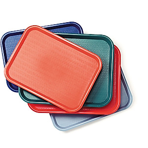 Carlisle FoodService Products Cafe Plastic Fast Food Tray, 14" x 18", Blue (Pack of 2)