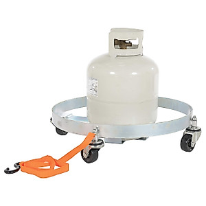 Vestil DRUM-QUAD-H Multi-Purpose Drum Quad Dolly, Bright Zinc Finish, 900 lbs Capacity