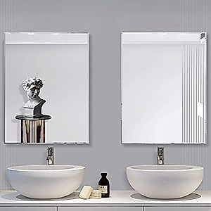 Chende 2 Packs Rectangle Bathroom Mirror with Beveled Edge, 18" x 24" Frameless Vanity Mirror for Bedroom, Entryways, Washrooms, Living Rooms, Modern Wall Mirror