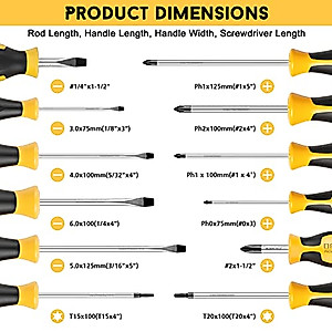 OPOW 12-Piece Magnetic Screwdrivers Sets with Storage Case, Professional Screwdriver Set Includes Flat, Phillips,Torx, Non-Slip for Repair Home Improvement Craft