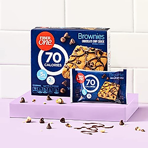 Fiber One 70 Calorie Brownies, Chocolate Chip Cookie, Snack Bars, 6 ct (Pack of 8)