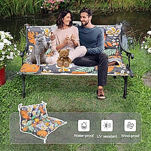 Porch Swing Cushions Outdoor 60 inch Swing Cushion Replacement Outdoor Waterproof Thicken 4" Patio Swing Cushion with Ties for Garden Patio Porch Furniture Swing Outdoor Bench Cushions, 60x 40 inch