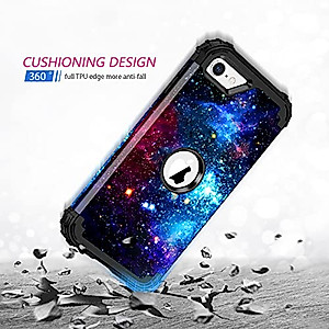 Rancase for iPhone SE 2022/2020 Case,Three Layer Heavy Duty Shockproof Protection Hard Plastic Bumper +Soft Silicone Rubber Protective Case for iPhone SE 2022/2020 4.7 inch,Shiny in The Dark Blue